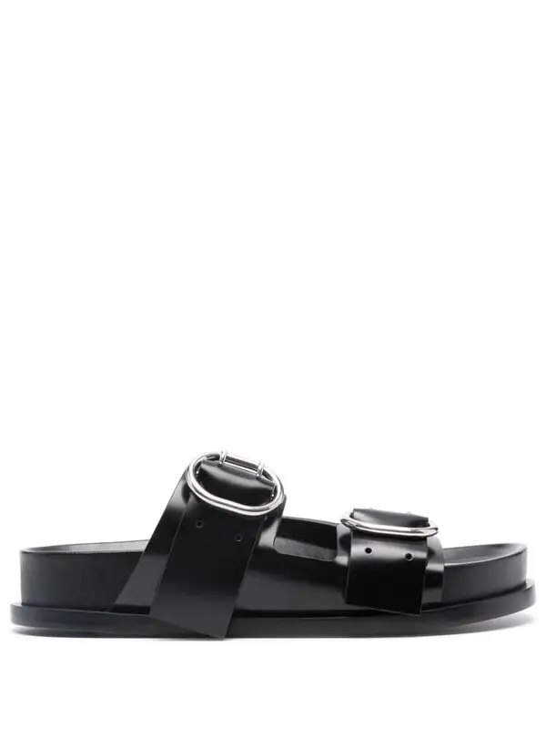 JIL SANDER Buckled Leather Sandals - Black
