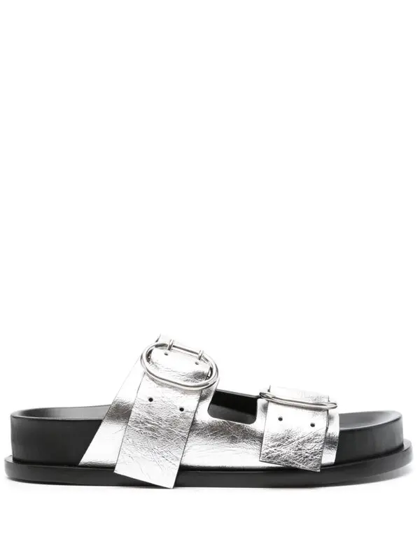 JIL SANDER Double-buckle Leather Sandals - Silver