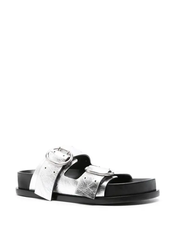 JIL SANDER Double-buckle Leather Sandals - Silver