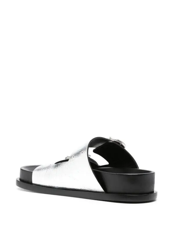 JIL SANDER Double-buckle Leather Sandals - Silver