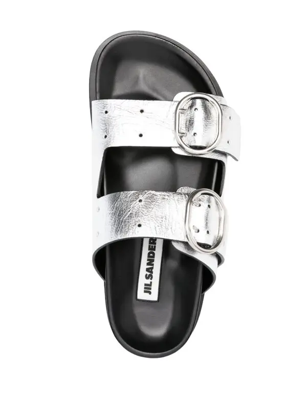 JIL SANDER Double-buckle Leather Sandals - Silver