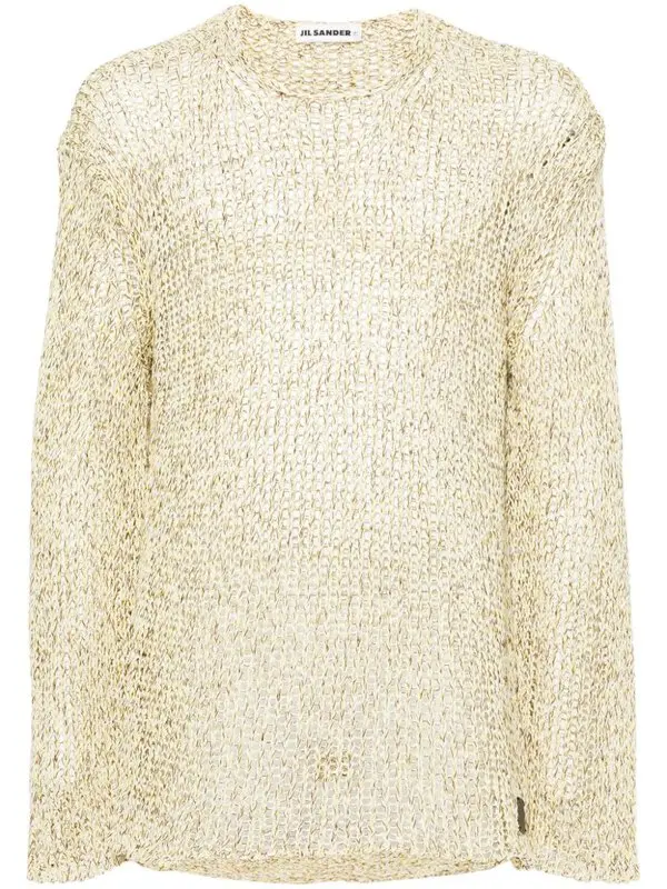 JIL SANDER Open-knit Appliqué-logo Jumper - Yellow
