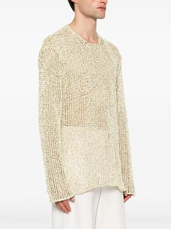 JIL SANDER Open-knit Appliqué-logo Jumper - Yellow