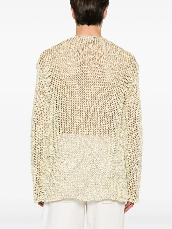 JIL SANDER Open-knit Appliqué-logo Jumper - Yellow