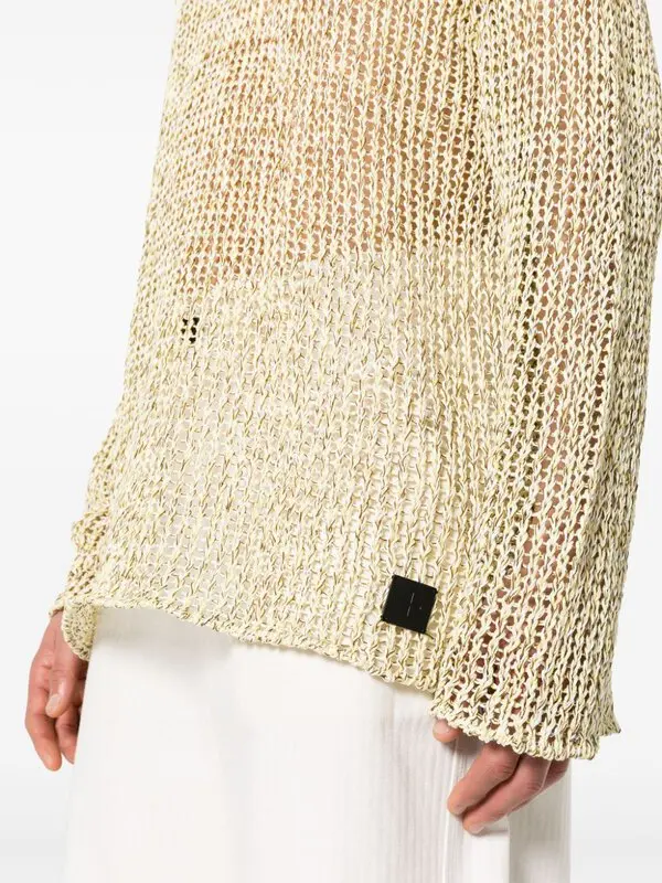JIL SANDER Open-knit Appliqué-logo Jumper - Yellow