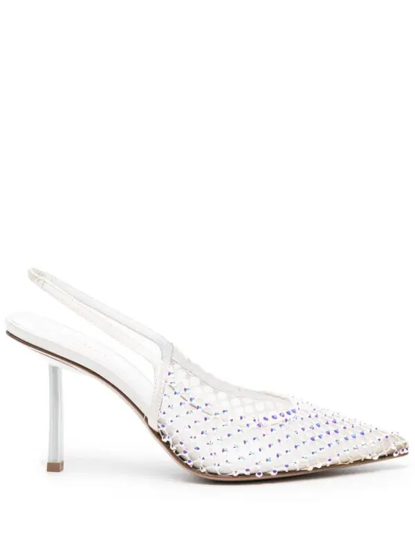 LE SILLA Gilda 80mm Crystal-embellished Pumps - White