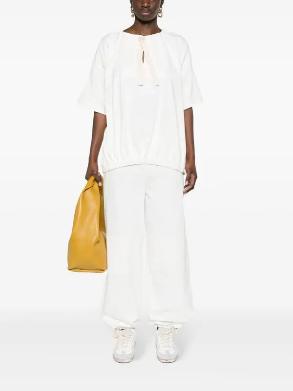 JIL SANDER Belted Cotton Trousers