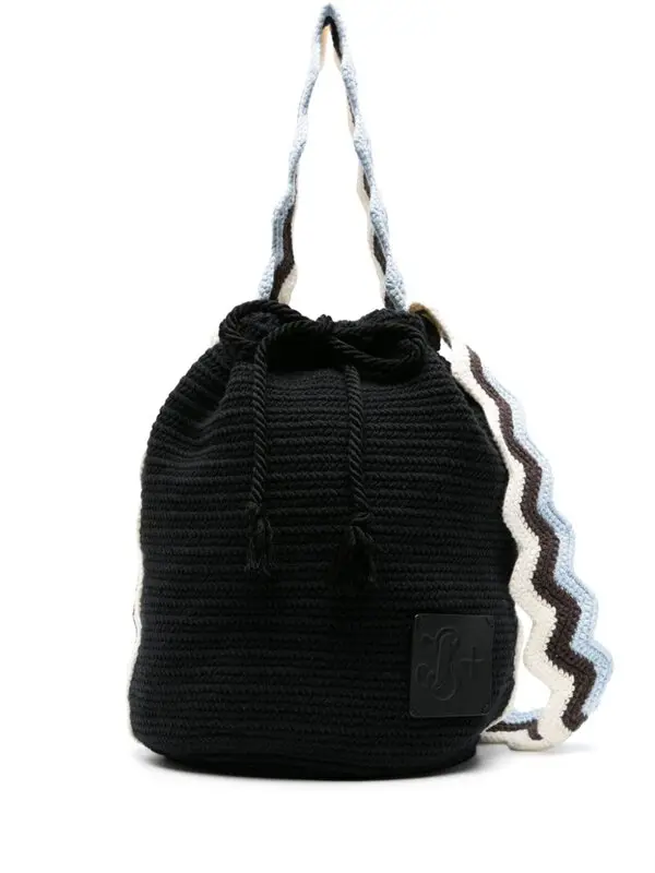 JIL SANDER Zigzag-stripe Knitted Bucket Bag