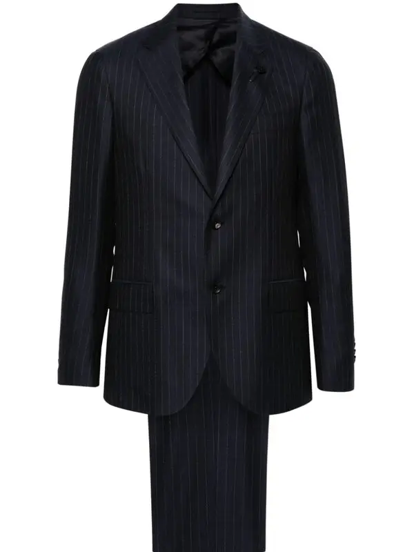 LARDINI Pinstriped Single-breasted Suit - Blue