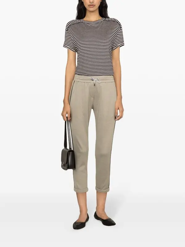 Brunello Cucinelli Bead-trim Cropped Track Pants