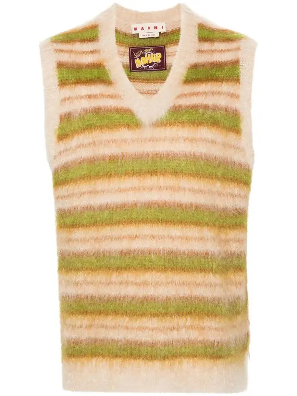 Marni Striped Mohair-blend Vest