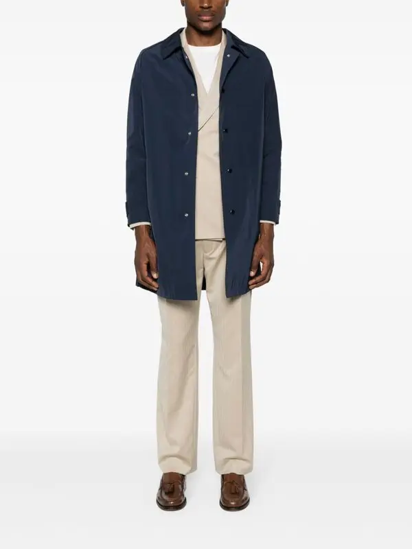 FURSAC Stud-fastening Cotton Raincoat - Blue