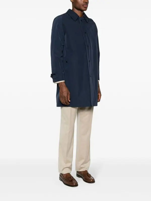 FURSAC Stud-fastening Cotton Raincoat - Blue