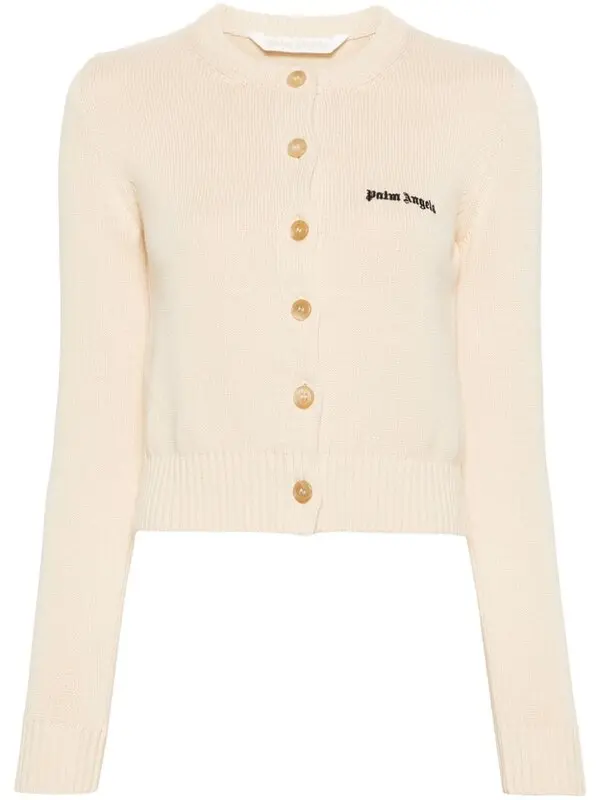 Palm Angels Logo-embroidered Cropped Cardigan