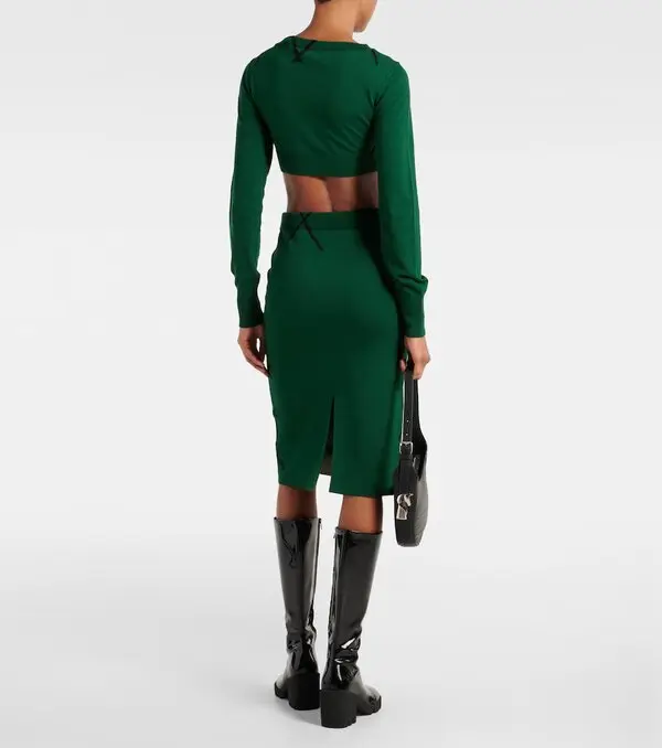 Burberry Argyle Cropped Cotton Sweater - Green