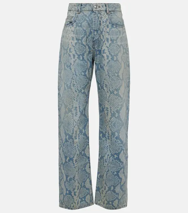 Sportmax Diego Snake-print Straight Jeans - Blue