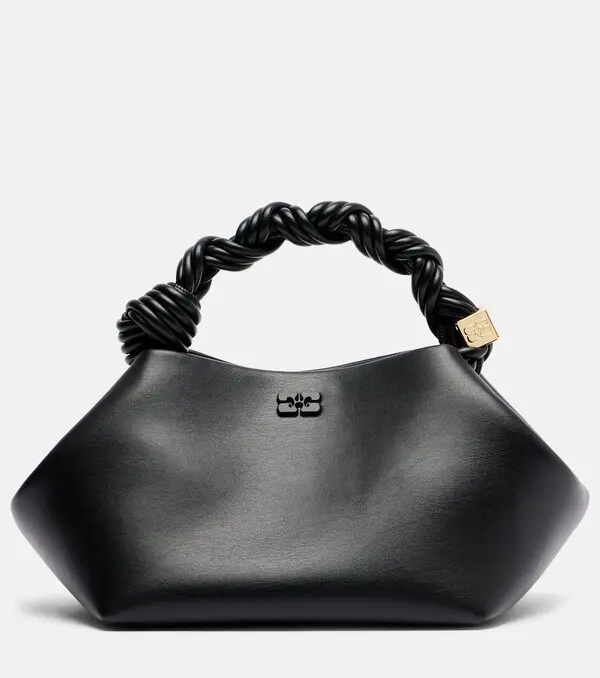 GANNI Small Leather Tote Bag - Black