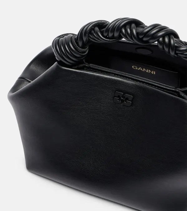 GANNI Small Leather Tote Bag - Black