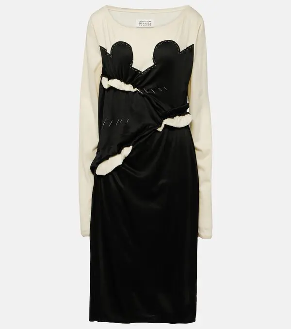 MAISON MARGIELA Spliced Gathered Jersey Midi Dress - Multicoloured
