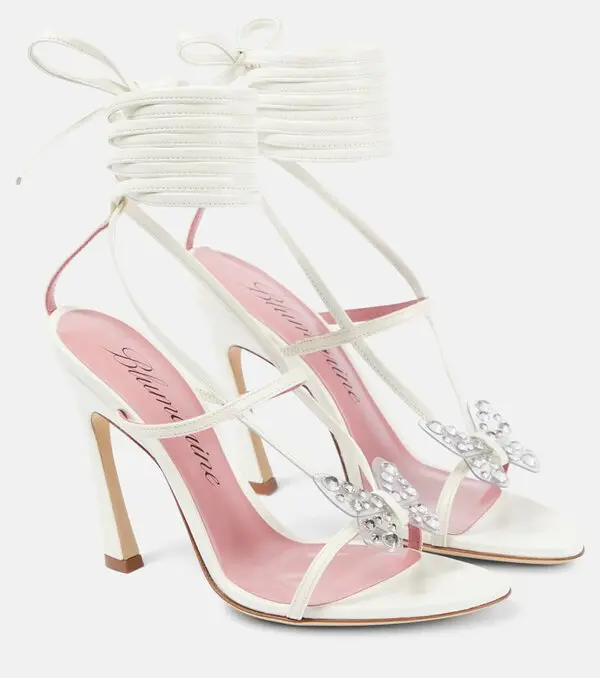 Blumarine Butterfly 105 Leather Sandals - White