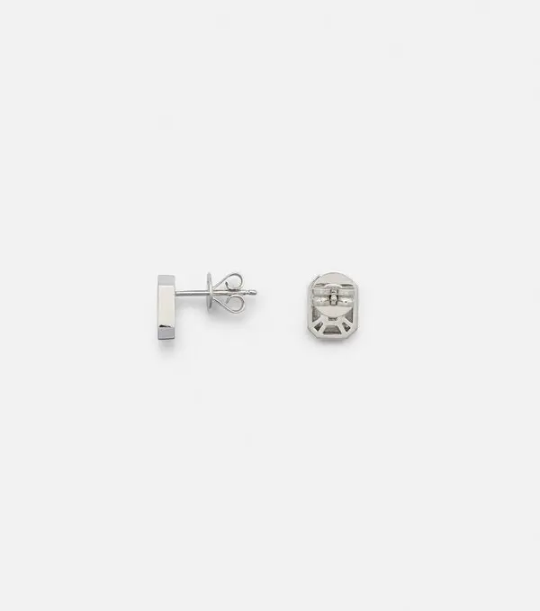 Shay Jewelry Illusion Emerald-cut Diamond Earrings In 18kt White Gold