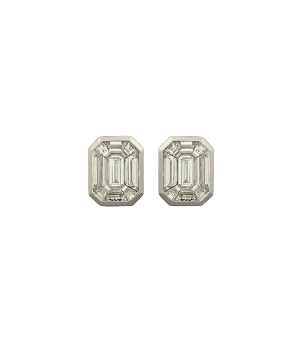 Shay Jewelry 18kt White Gold Diamond Stud Earrings - Silver
