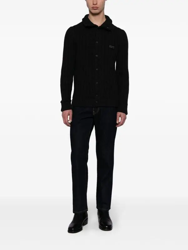 Kiton Logo-embroidered Wool Cardigan