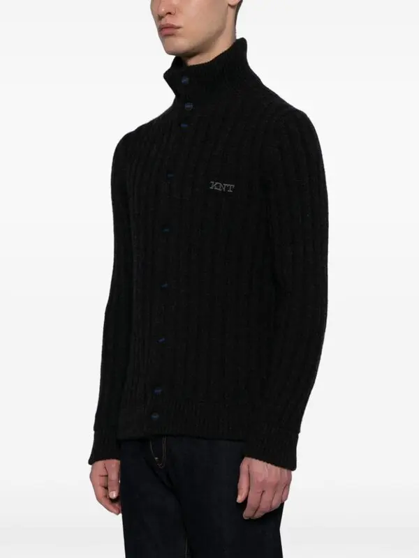 Kiton Logo-embroidered Wool Cardigan