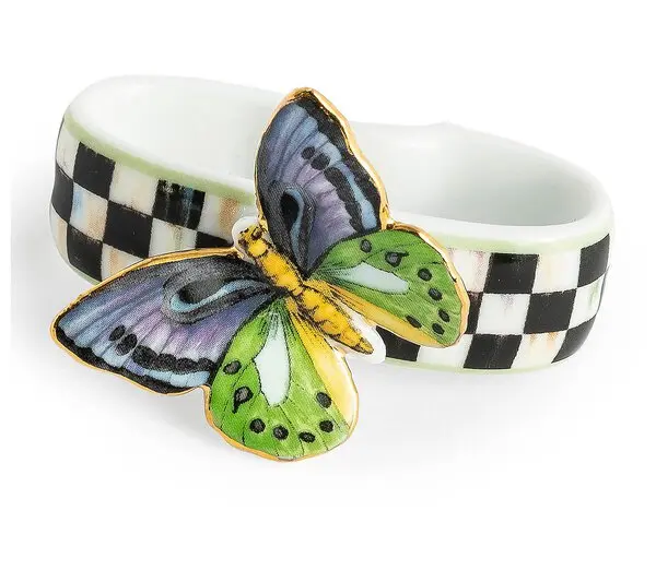 MACKENZIE-CHILDS Butterfly Toile Napkin Rings, Set Of 4 - One-color