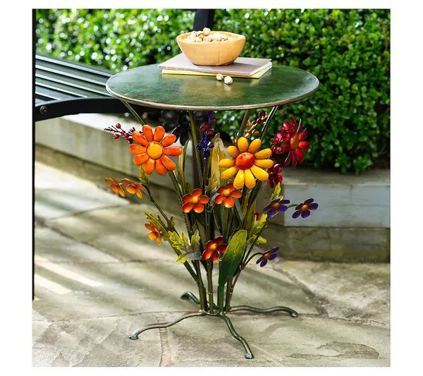 EVERGREEN Handmade Metal Daisies Side Table