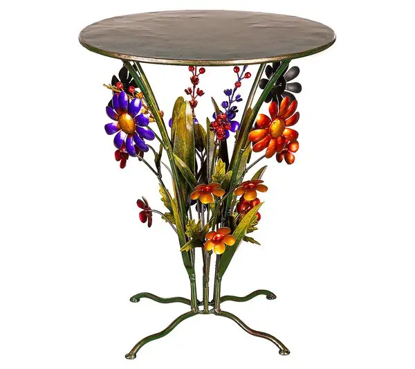 EVERGREEN Handmade Metal Daisies Side Table