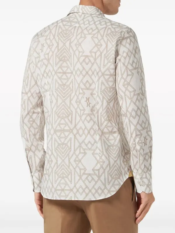 BILLIONAIRE Geometric-print Linen Shirt