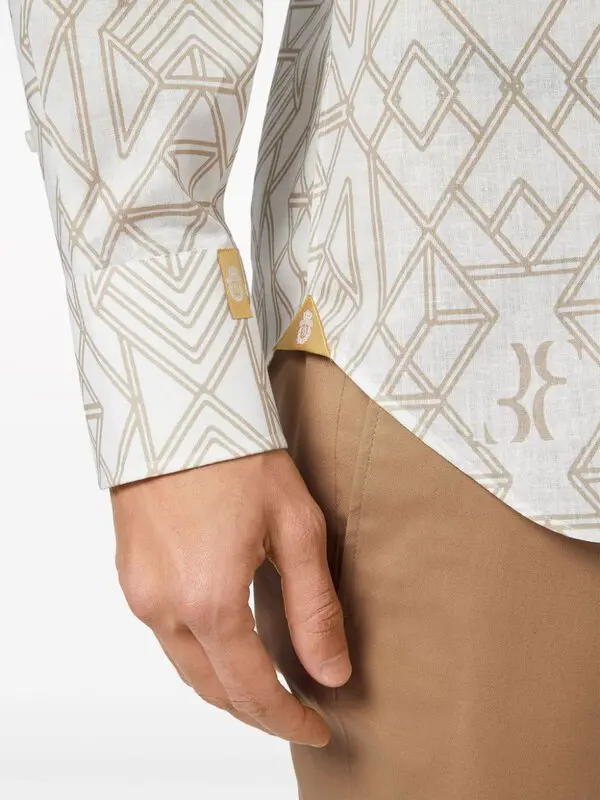 BILLIONAIRE Geometric-print Linen Shirt