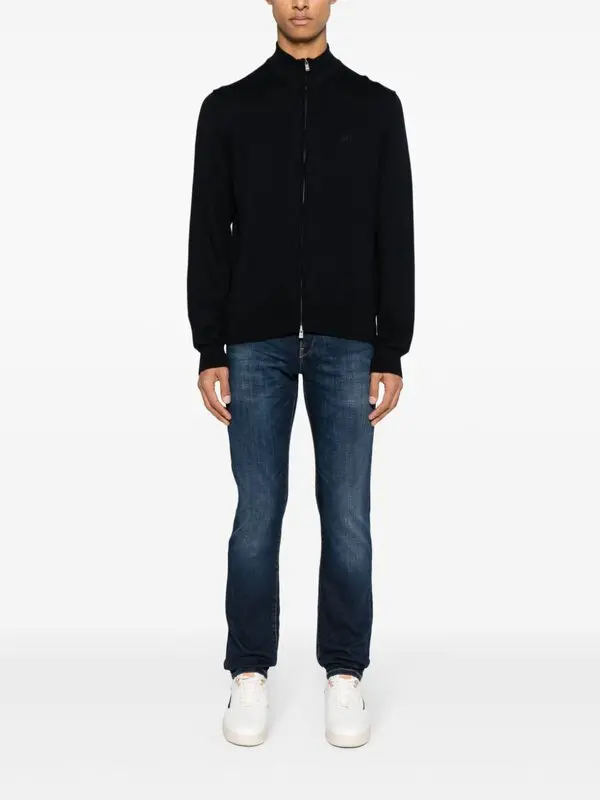 BOSS High-neck Cotton Cardigan - Black