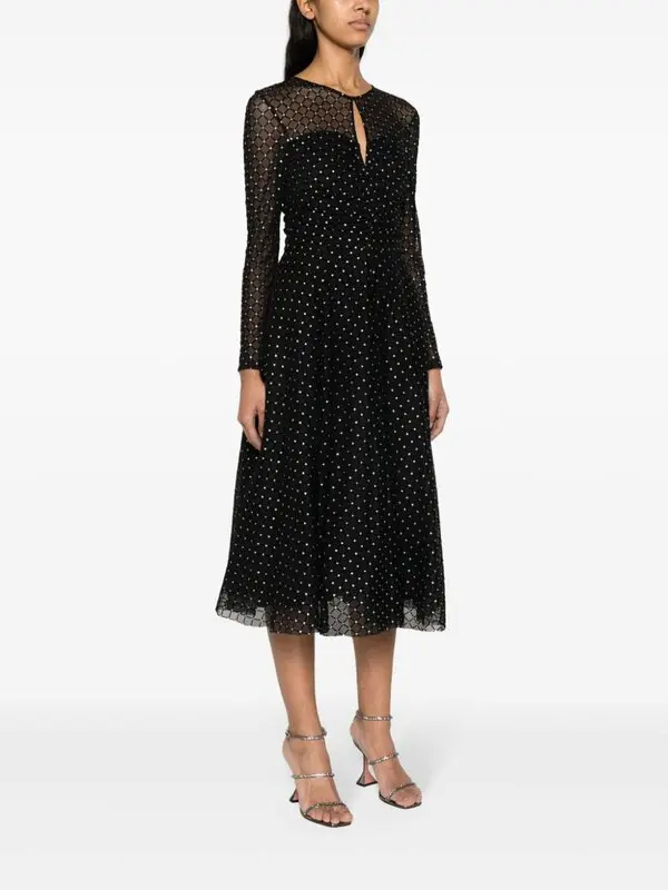NISSA Glitter-dots Flared Midi Dress
