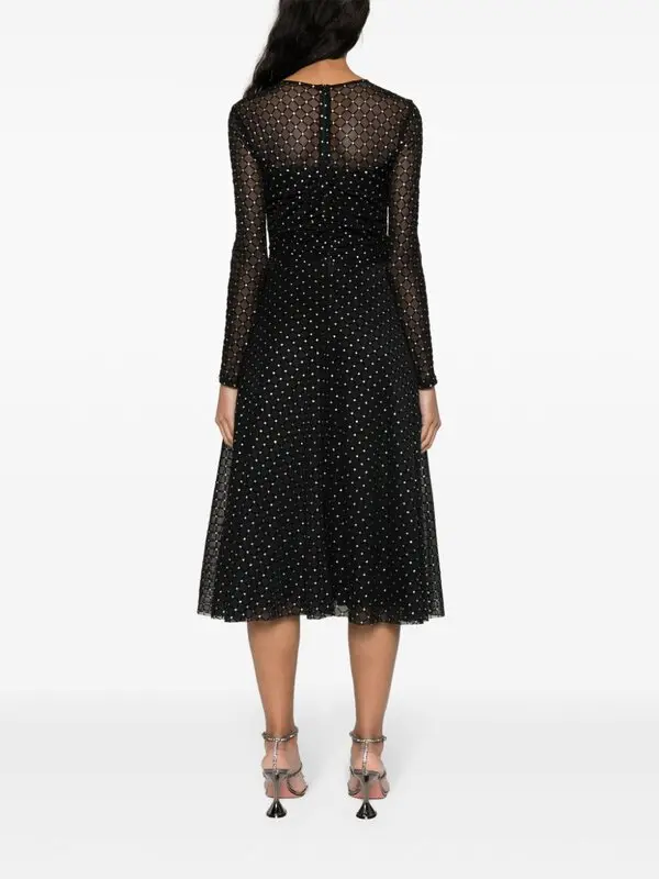 NISSA Glitter-dots Flared Midi Dress