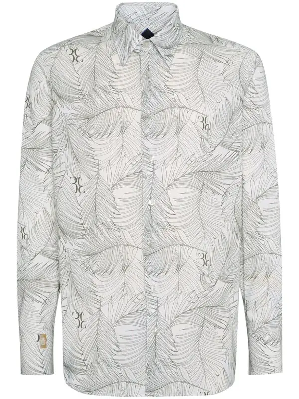 BILLIONAIRE Leaf-print Linen Shirt