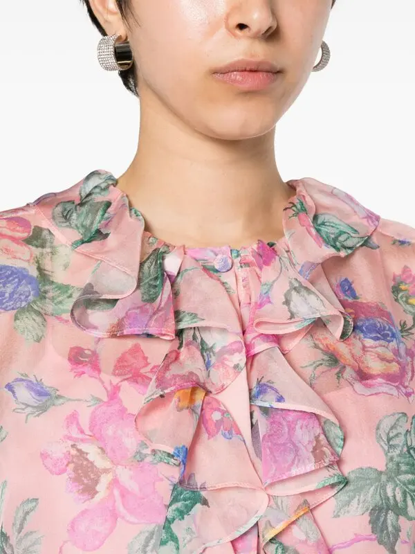 Moschino Floral-print Ruffled Blouse