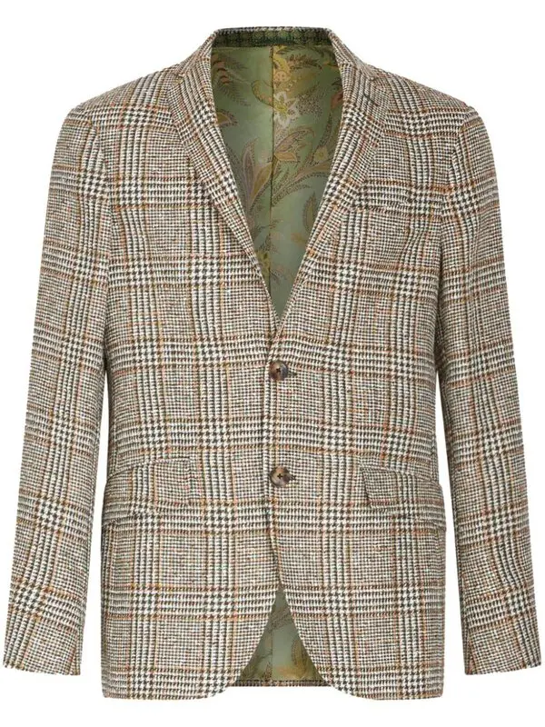 Etro Checked Houndstooth Blazer - Brown