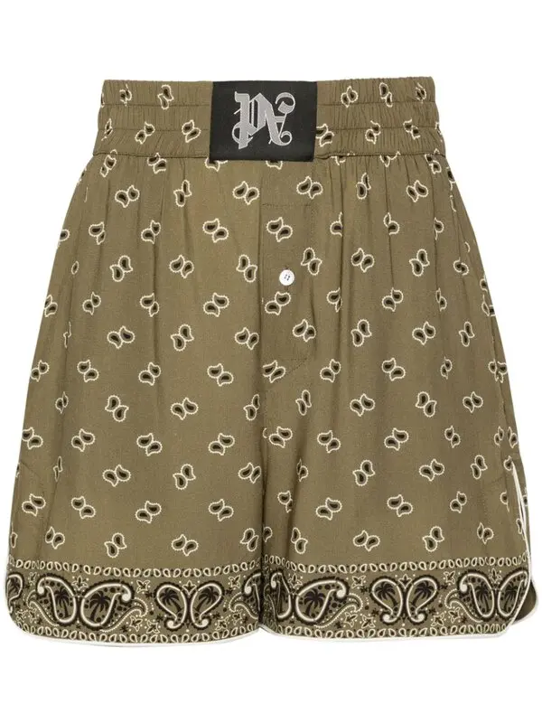 Palm Angels Bandana-print Track Shorts - Green