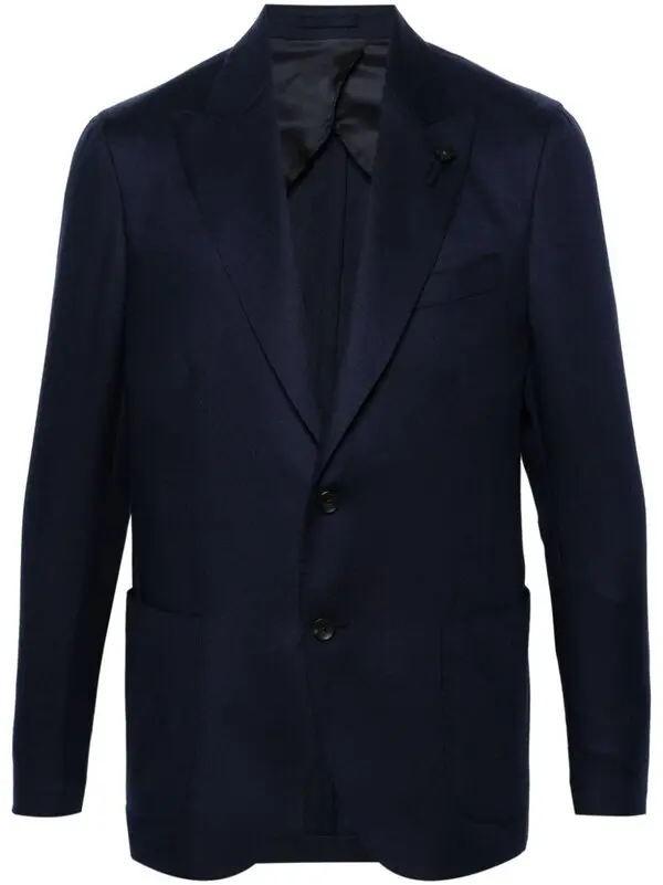 LARDINI Single-breasted Twill Blazer - Blue