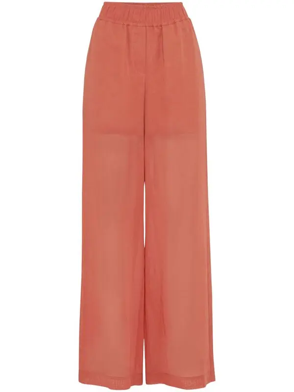 Brunello Cucinelli Semi-sheer Wide-leg Trousers - Orange