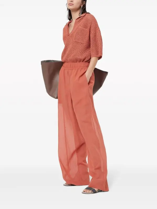 Brunello Cucinelli Semi-sheer Wide-leg Trousers