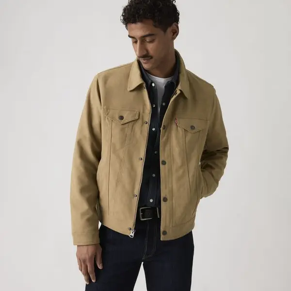 LEVI'S Vintage Faux Cow Suede Trucker Jacket - Tan