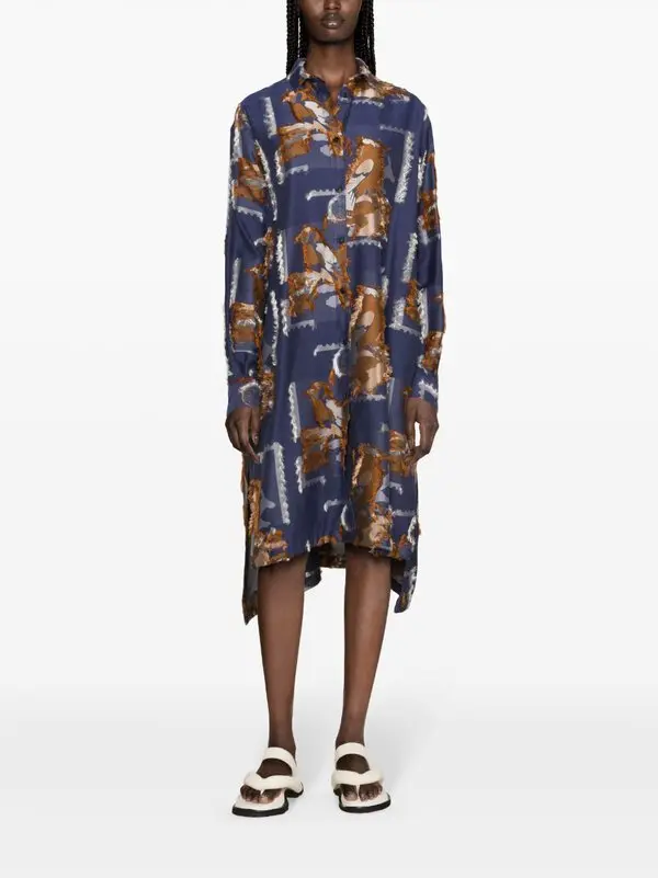 Henrik Vibskov Bird-patterned Midi Shirt Dress