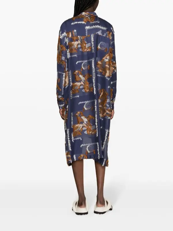 Henrik Vibskov Bird-patterned Midi Shirt Dress