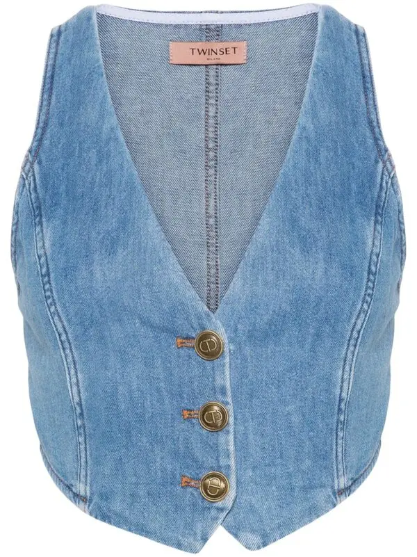 TWINSET Button-up Denim Waistcoat