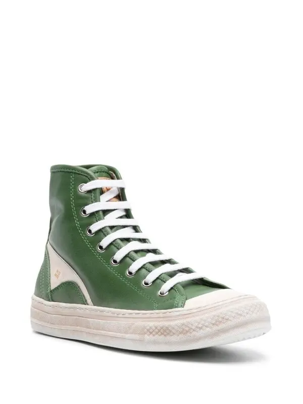 Moma Panelled Leather High-top Sneakers - Green