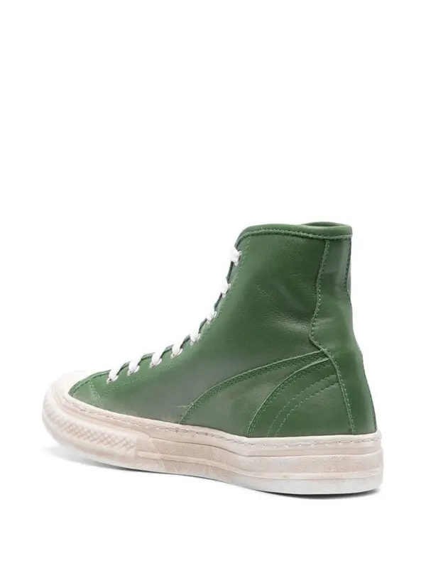 Moma Panelled Leather High-top Sneakers - Green