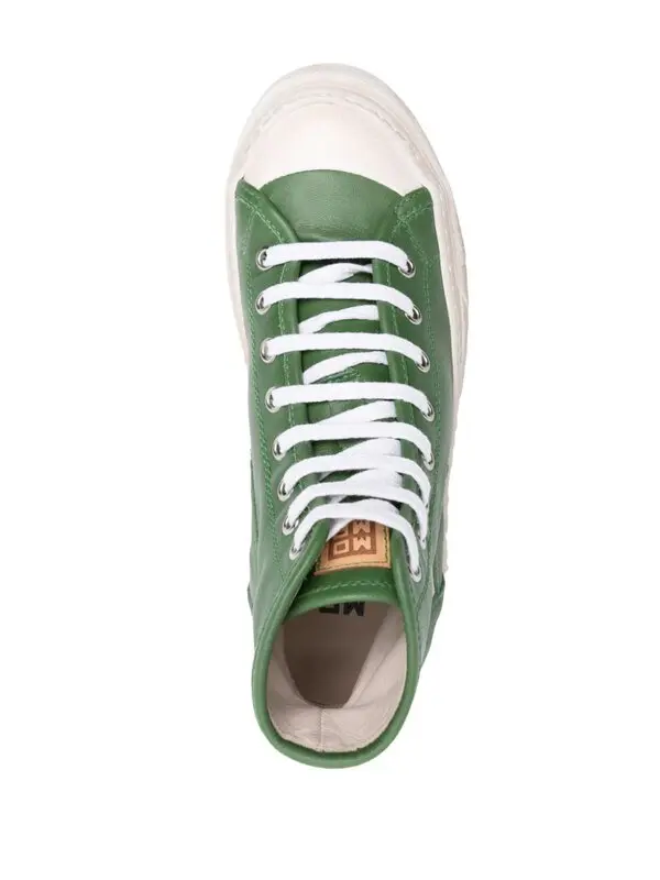 Moma Panelled Leather High-top Sneakers - Green
